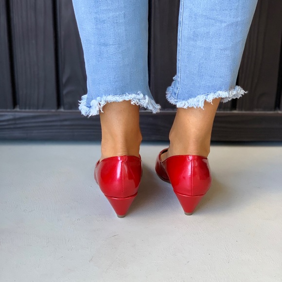 Urban Outfitters | Shoes | Ruby Red Pointy Ballet Demi Wedge Flats ...